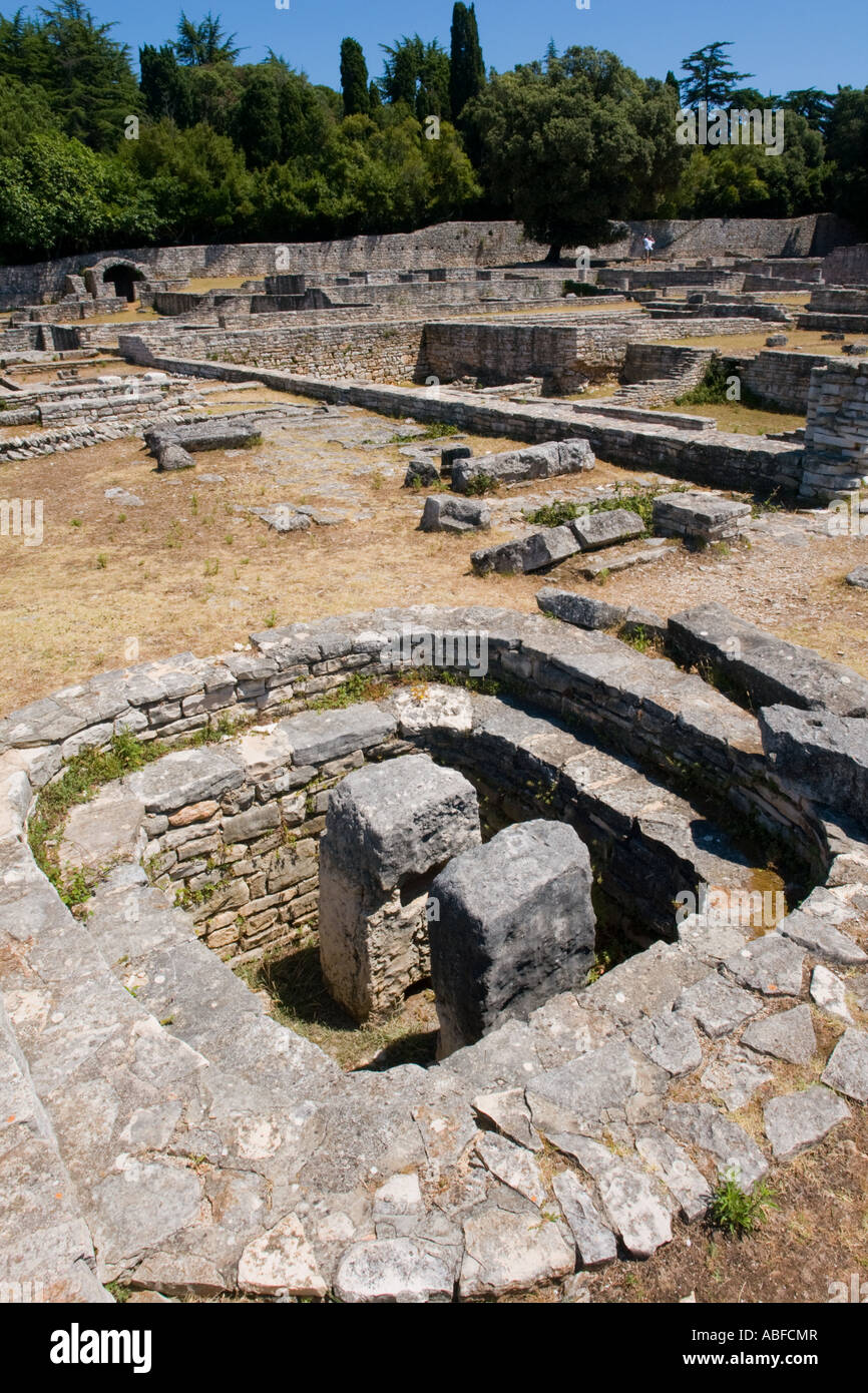 Dobrika bay ruins of byzantine castle on Brioni islands, Veliki Brijun ...