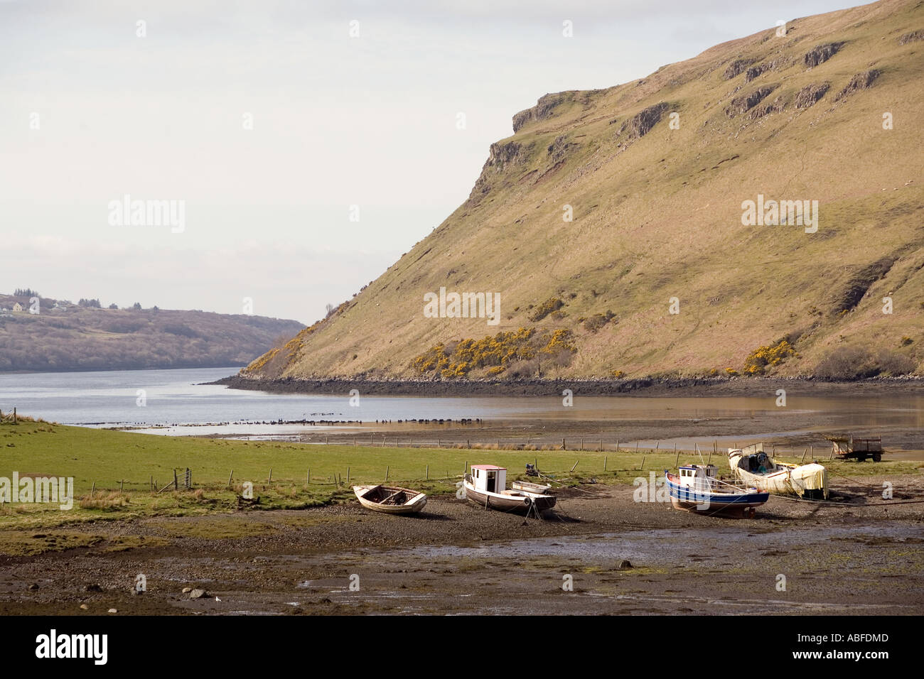 UK Scotland Isle of Skye Carbost boats in Loch Harport Stock Photo - Alamy