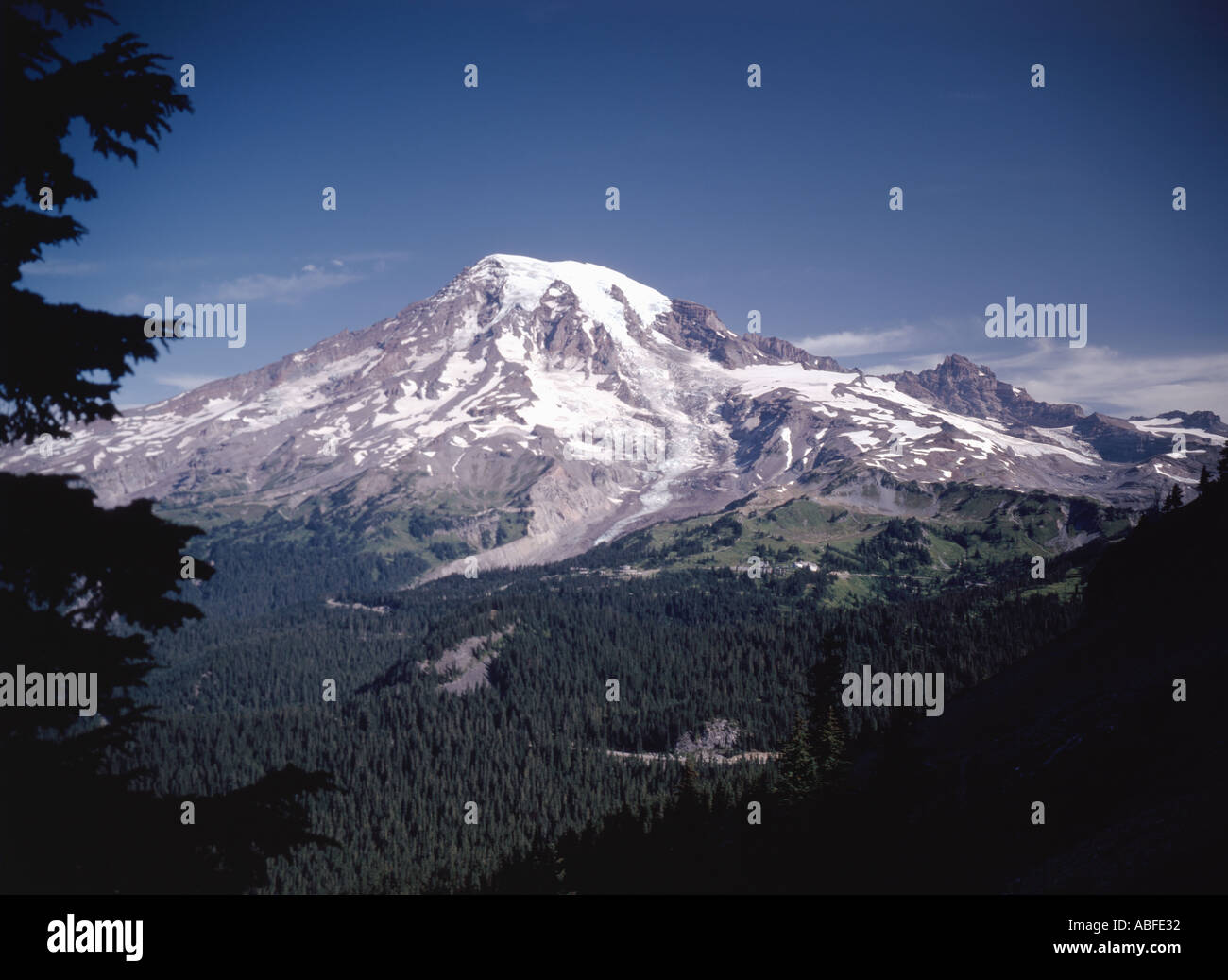 Mount Ranier National Park in Washington showing the 14410 foot high ...