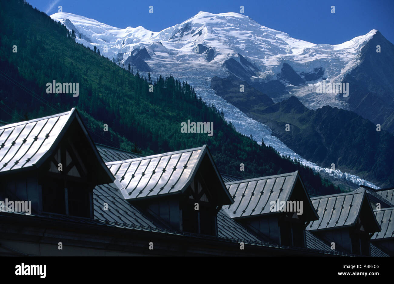 Mont Blanc viewed fom Chamonix Station French Alps Stock Photo - Alamy