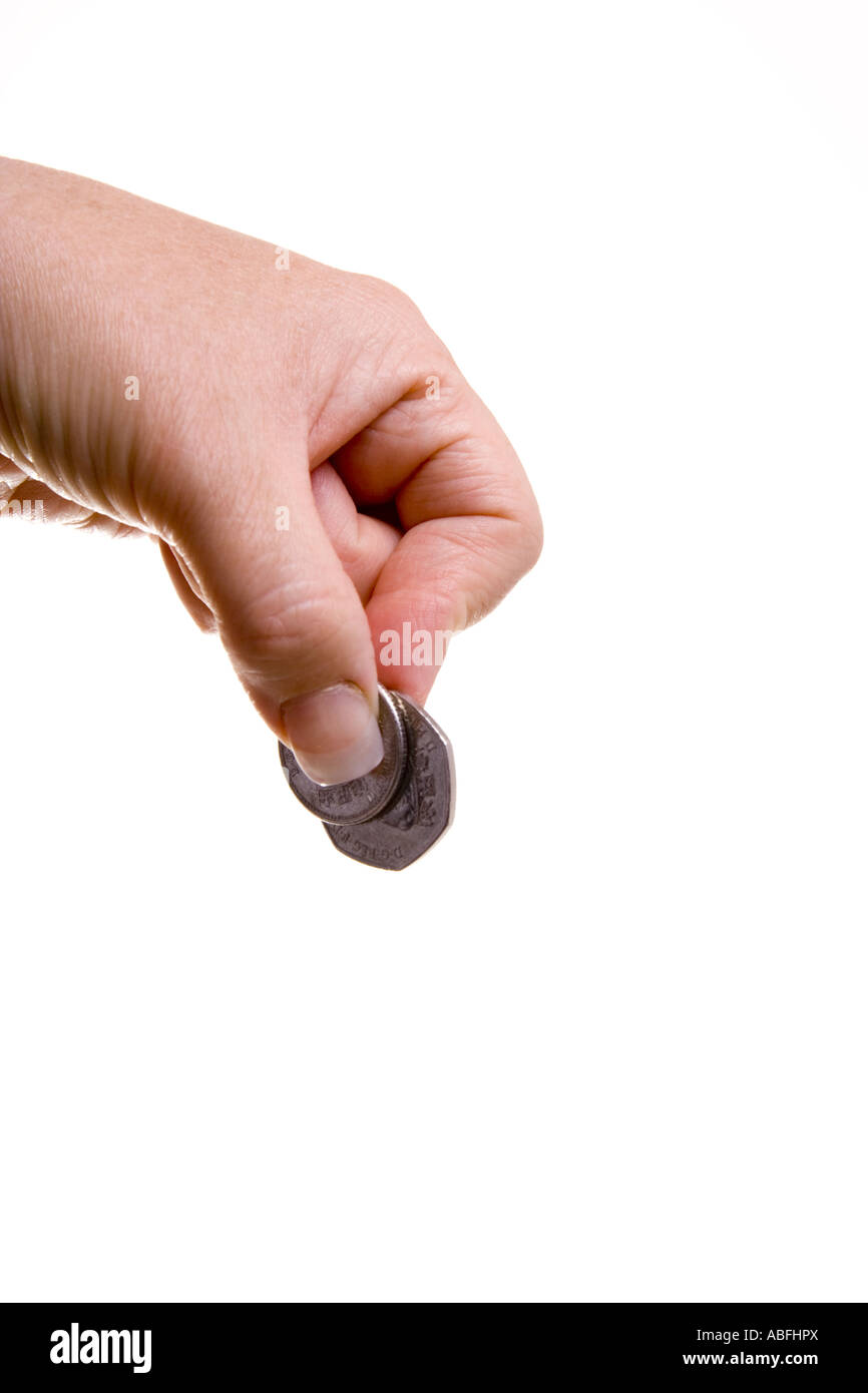 Giving two coin Stock Photo - Alamy