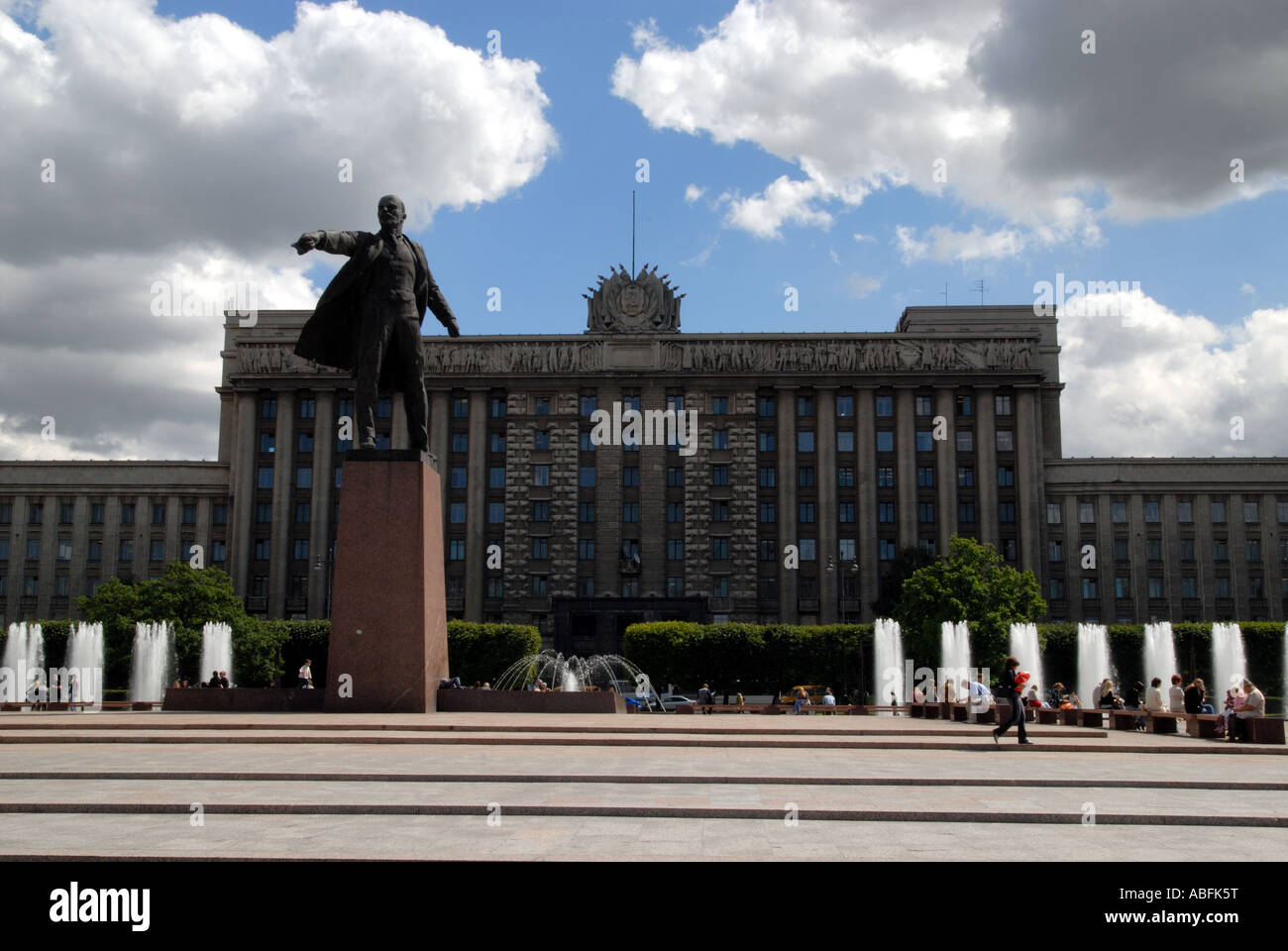 Lenin statue in front of House of Soviets, St Petersburg Stock Photo ...