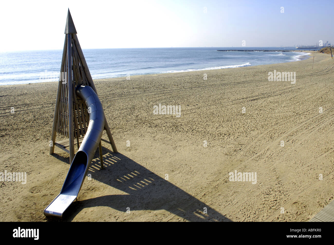 sand beach slide sculpture art mar bella sant sebastia barcelonetablue ...
