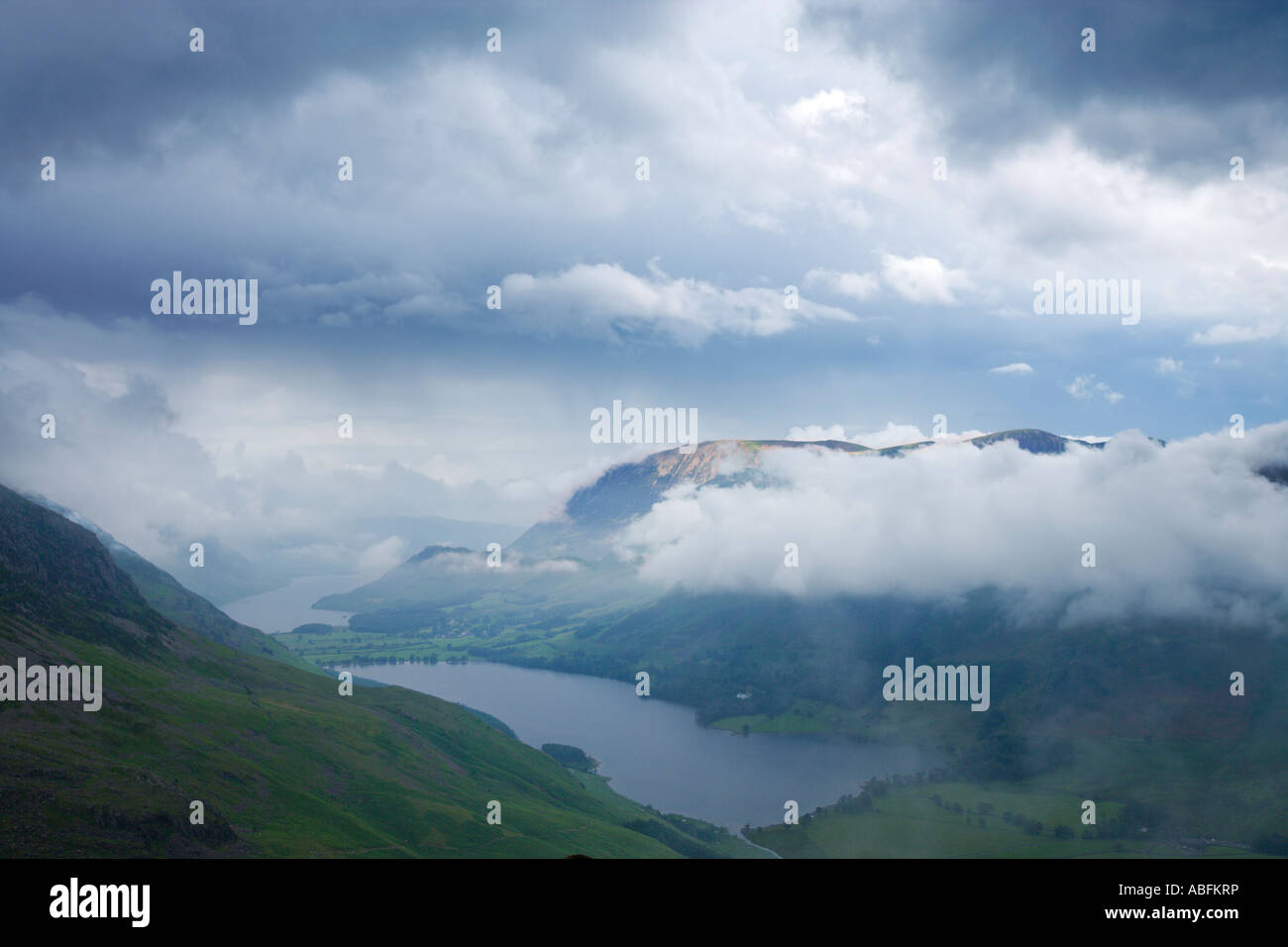Buttermere Below While Heavy Rain Clouds Drift Over The Valley As Seen ...