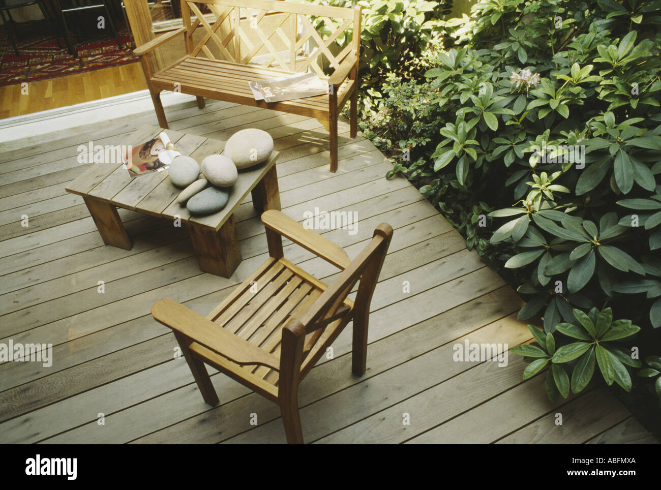 Aerial View of Garden Decking Stock Photo - Alamy
