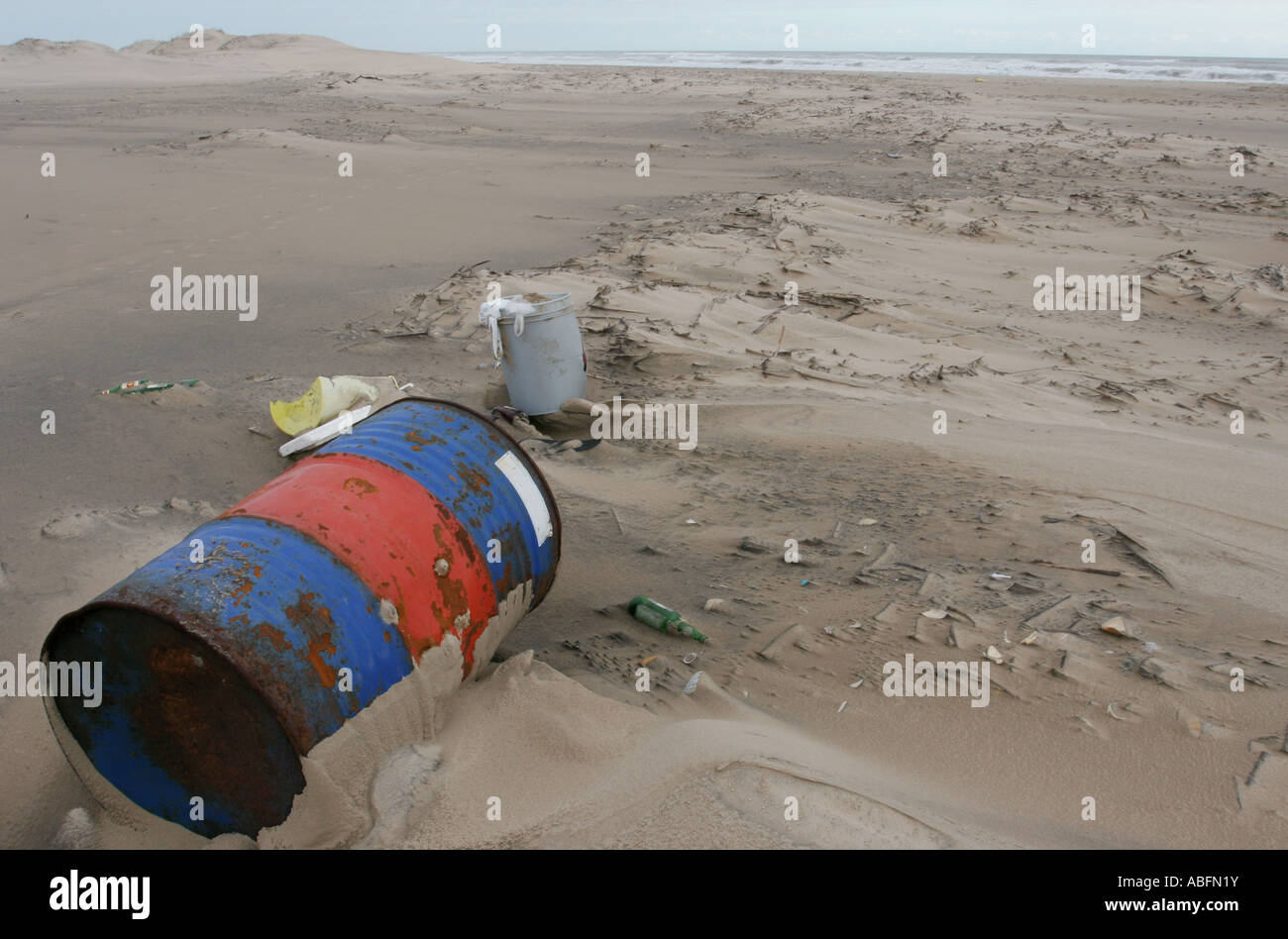 South padre island national seashore pollution garbage trash barrel ...