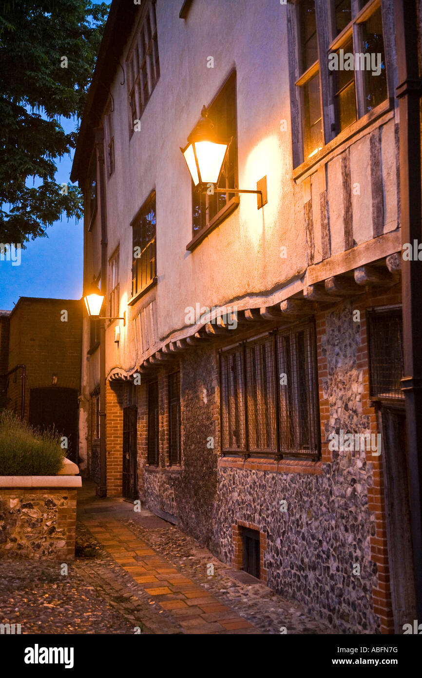Medieval houses in Tombland Alley Norwich at night Stock Photo - Alamy