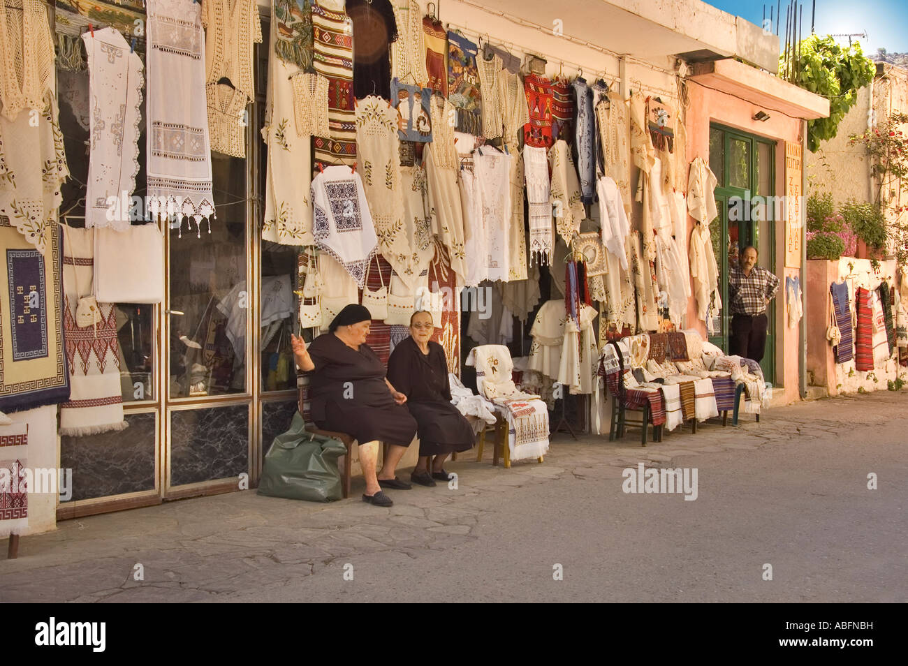 street scene of old ladies shopkeepers Stock Photo - Alamy