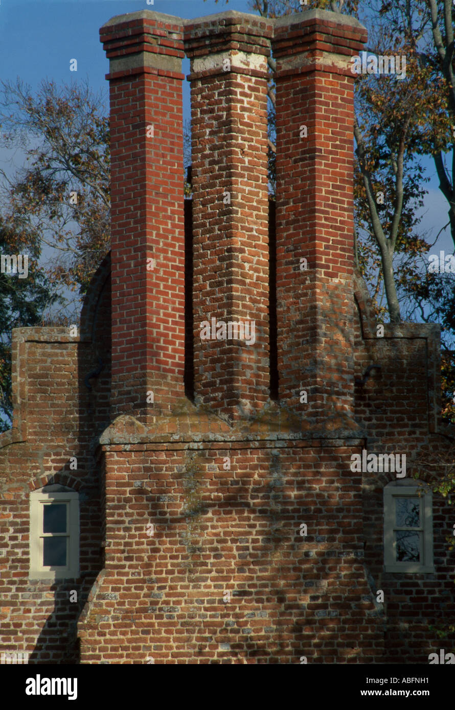 Bacon's Castle, Surry County, Virgina, 1665. Chimney stacks abd shaped ...
