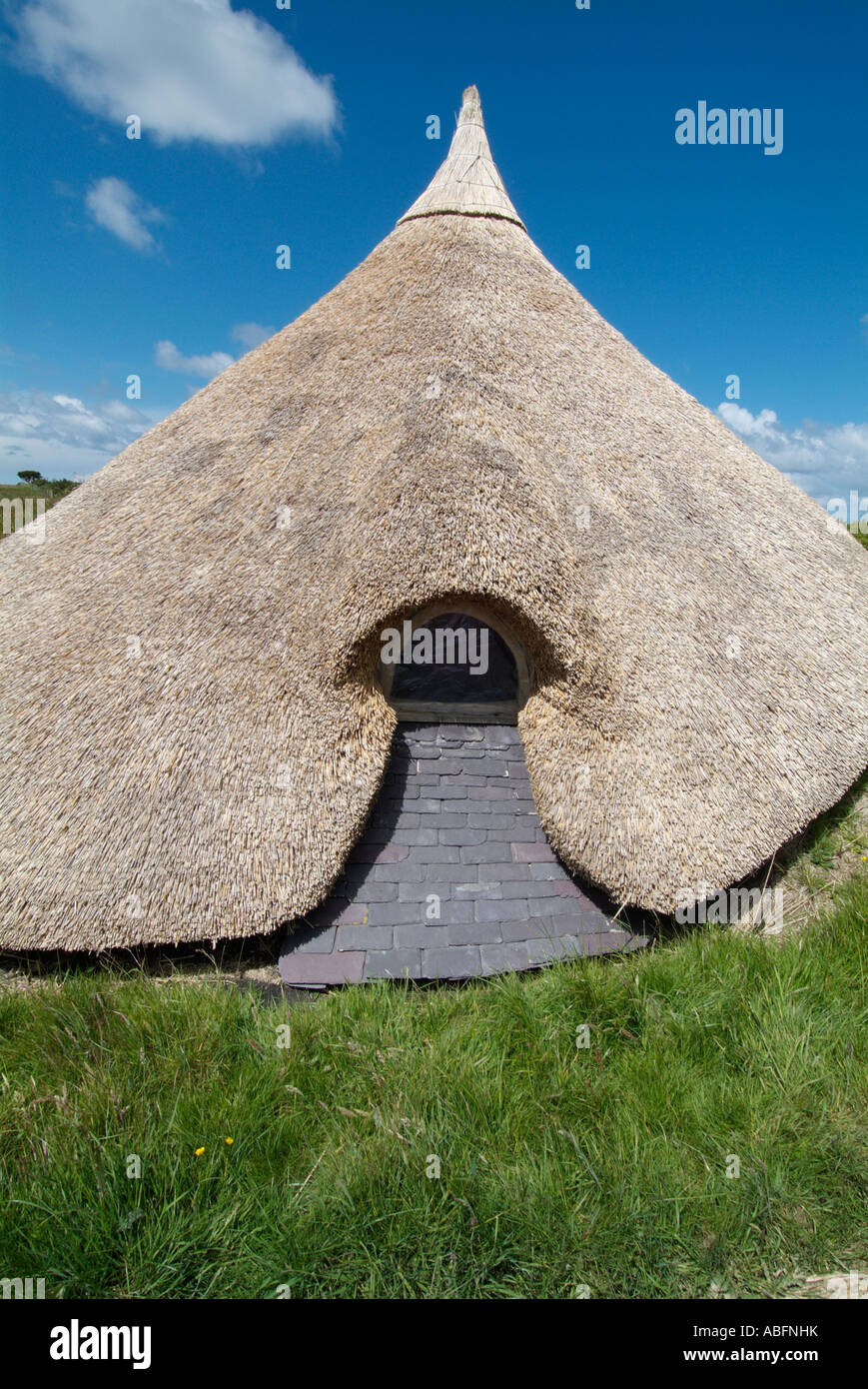 Thatched round house iron age alternative building Aberdaron Lleyn ...