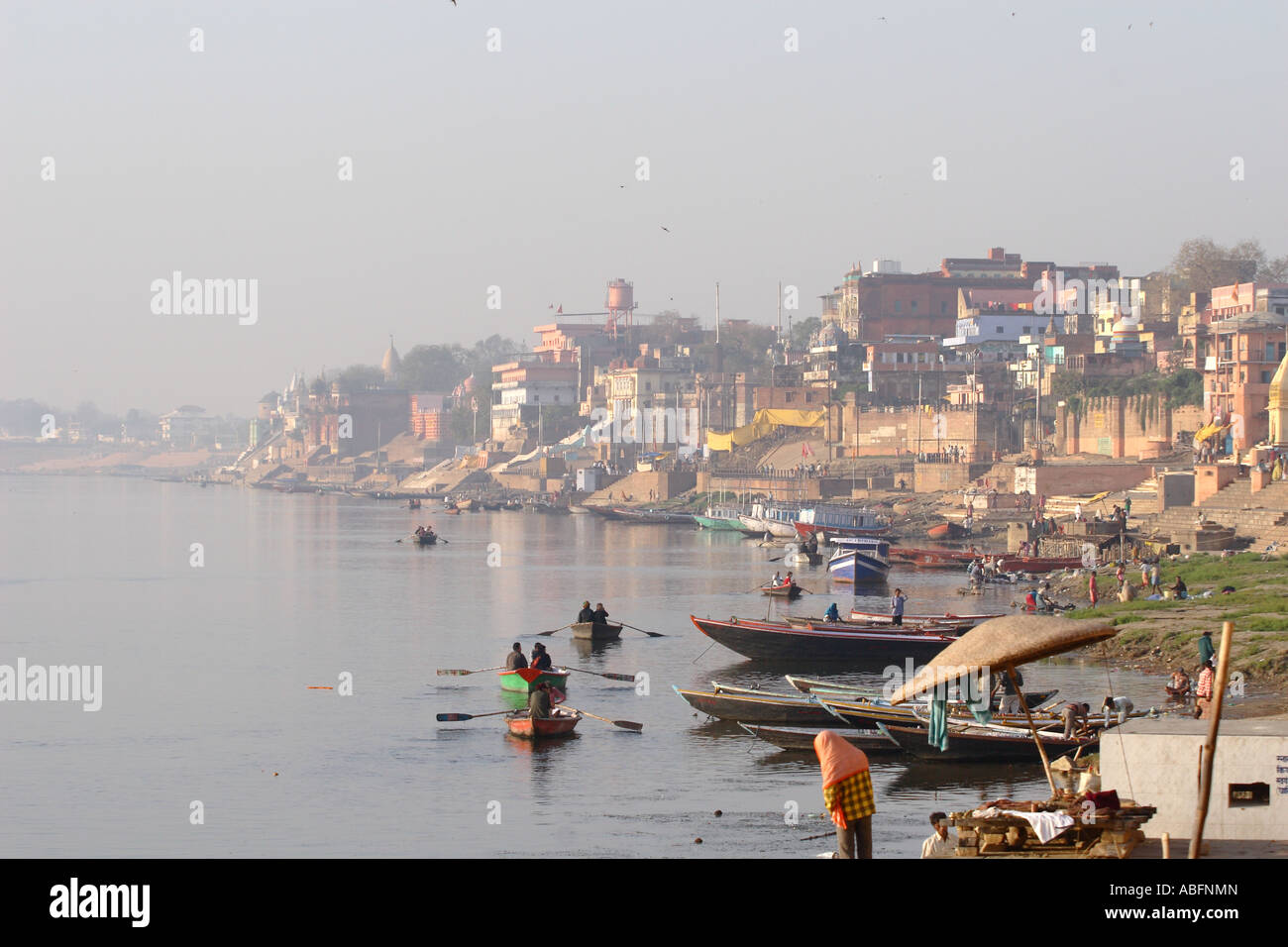 Early morning view along the Ganges, Varanasi, India Stock Photo - Alamy