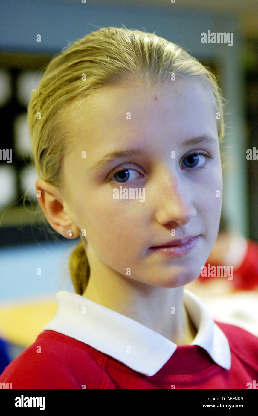 year seven 7 eleven years old girl female school education portrait kid ...