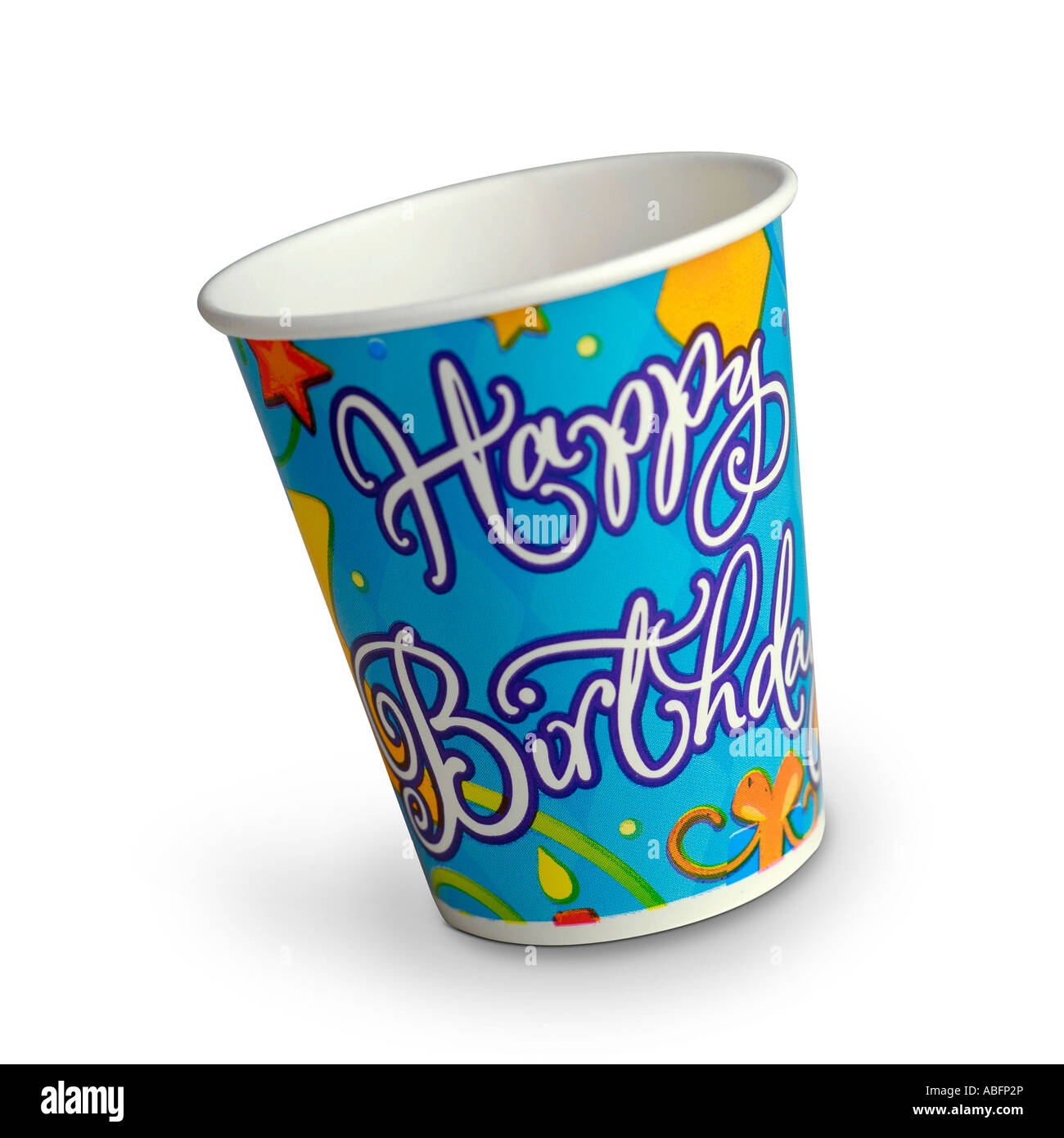 BIRTHDAY PARTY PAPER CUP ON WHITE BACKGROUND Stock Photo - Alamy