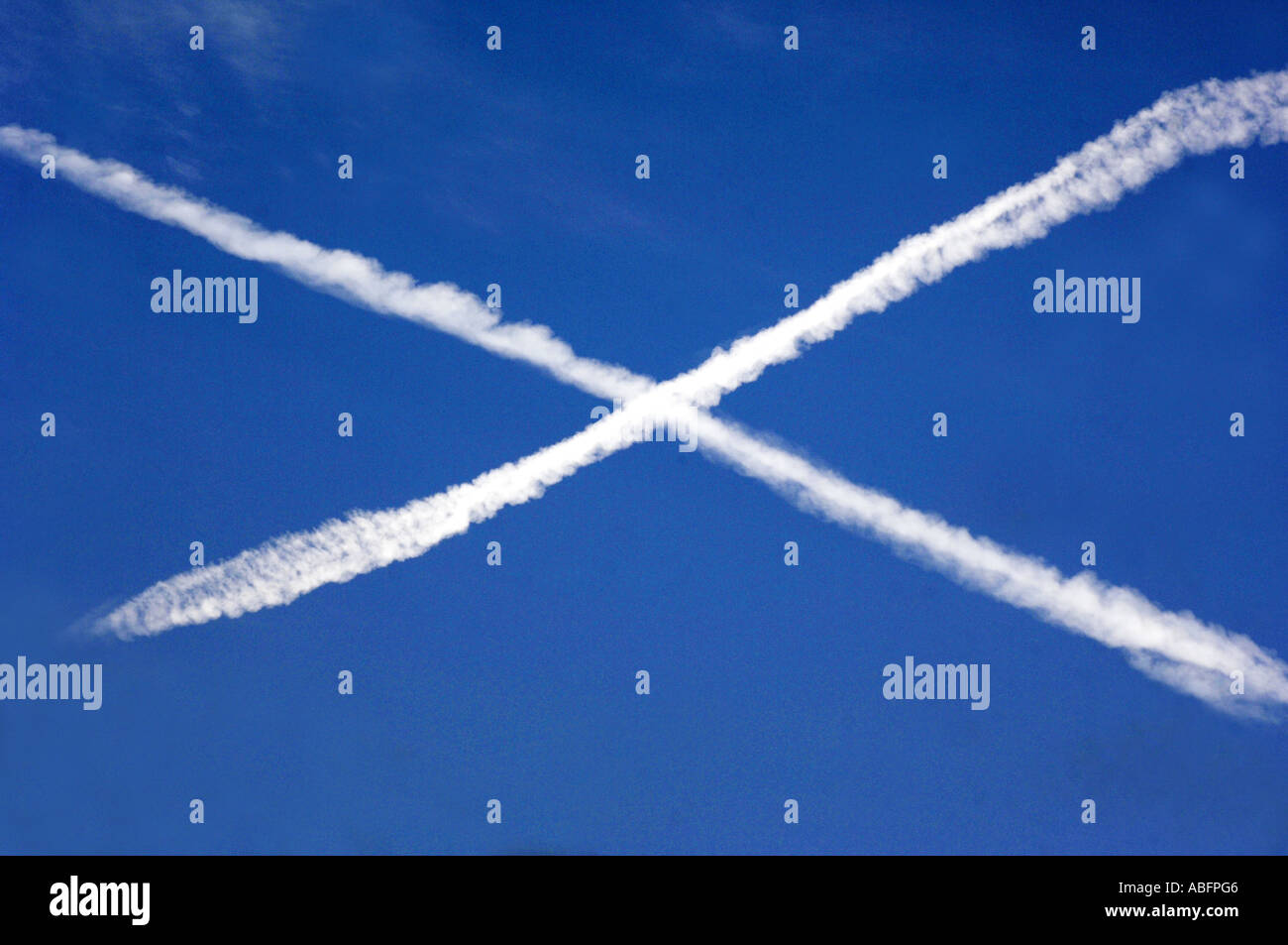 blue sky air trail plane aircraft aeroplane contrail blue scotland ...