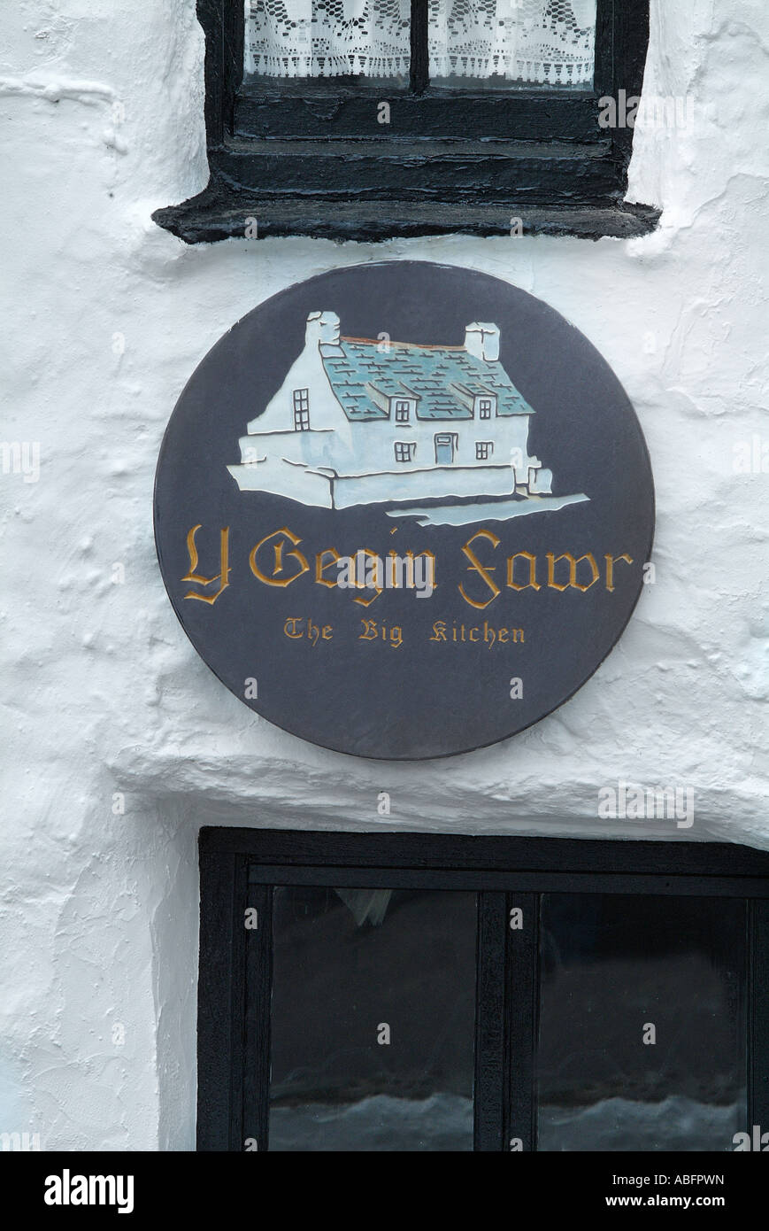 Aberdaron Y Gegin Fawr café restaurant eating place plaque Wales U K ...