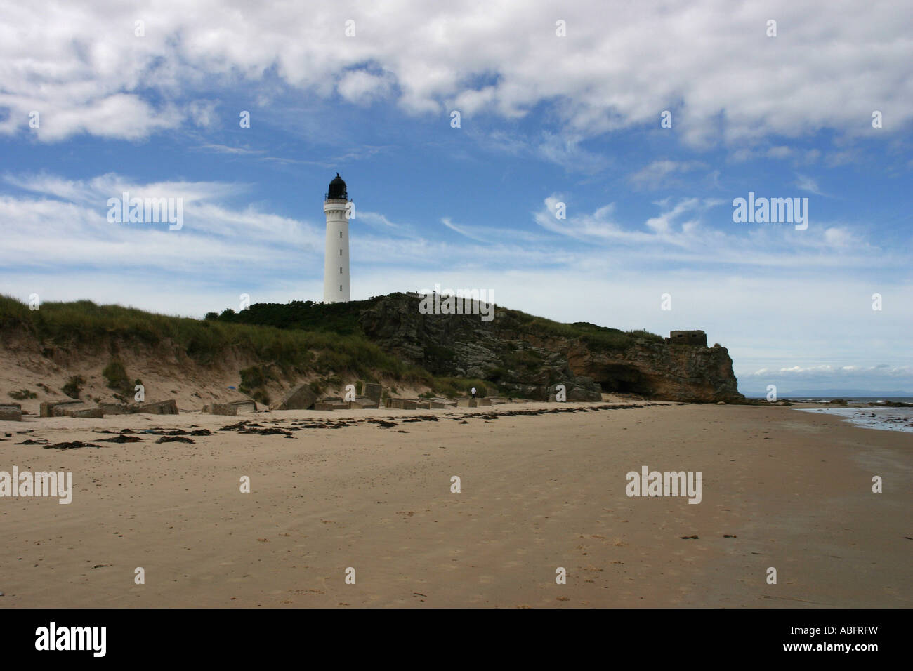 Covesea Lighthouse at West Beach at Lossiemouth Moray Scotland Stock ...