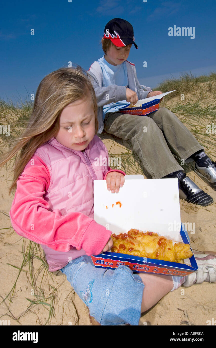 Girl Eating Fish Chips Seaside High Resolution Stock Photography and ...