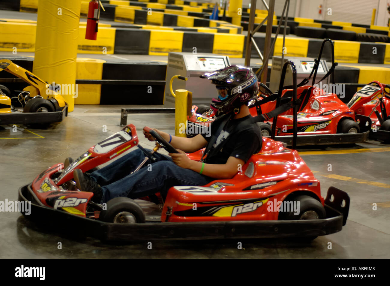 Indoor kart racing circuit Stock Photo - Alamy