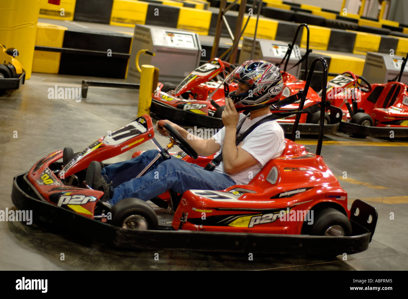Indoor kart racing circuit Stock Photo - Alamy