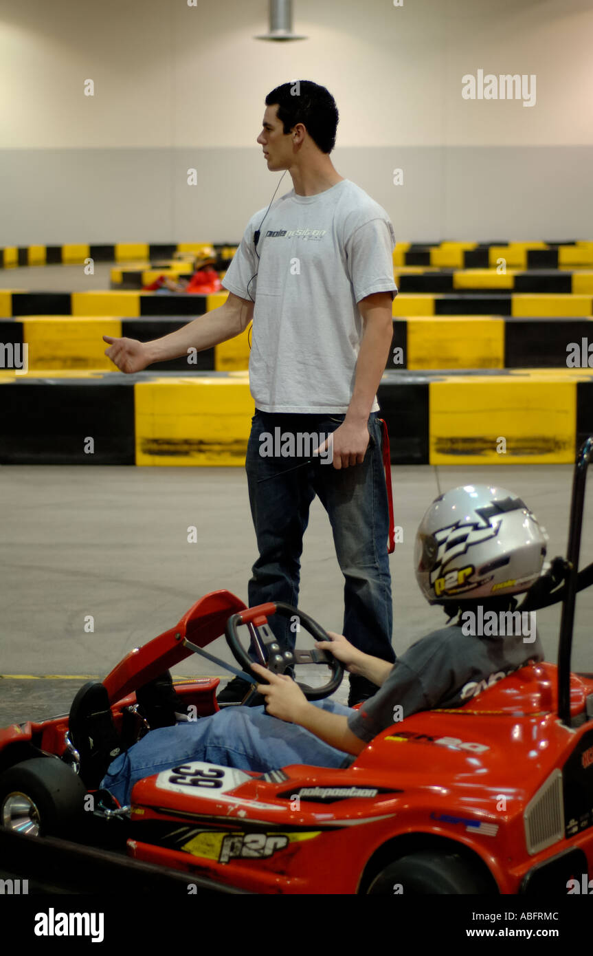 Indoor kart racing circuit Stock Photo - Alamy