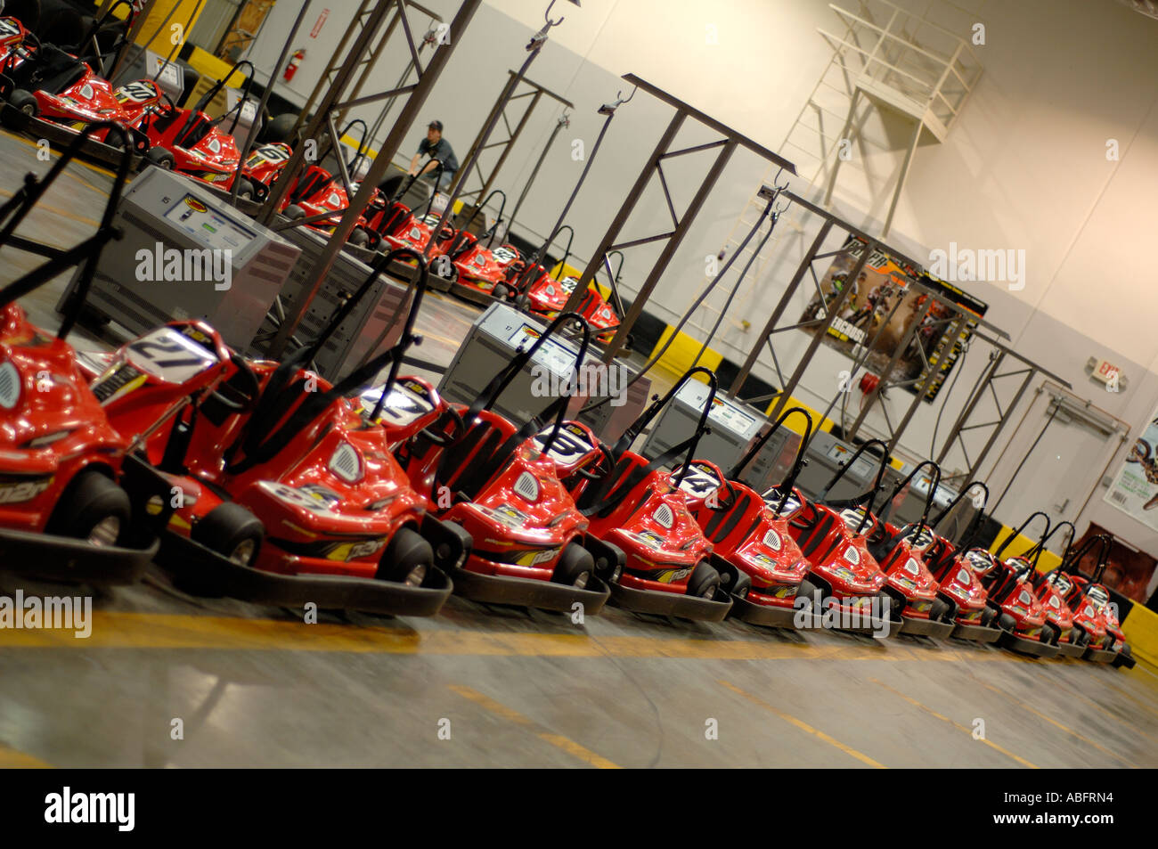 Indoor kart racing circuit Stock Photo - Alamy