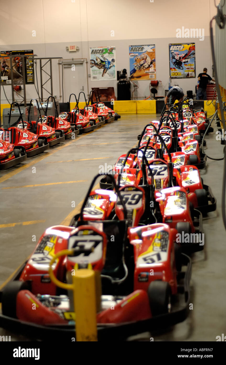 Indoor kart racing circuit Stock Photo - Alamy