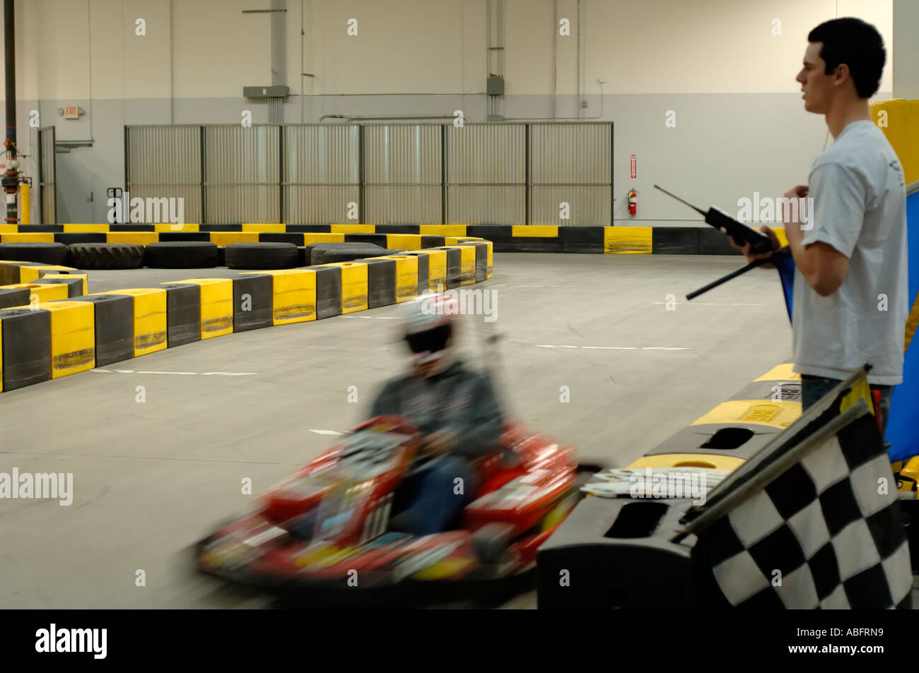 Indoor kart racing circuit Stock Photo - Alamy