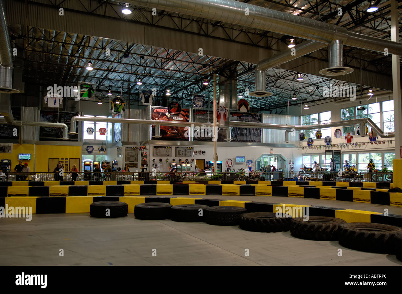 Indoor kart racing circuit Stock Photo - Alamy