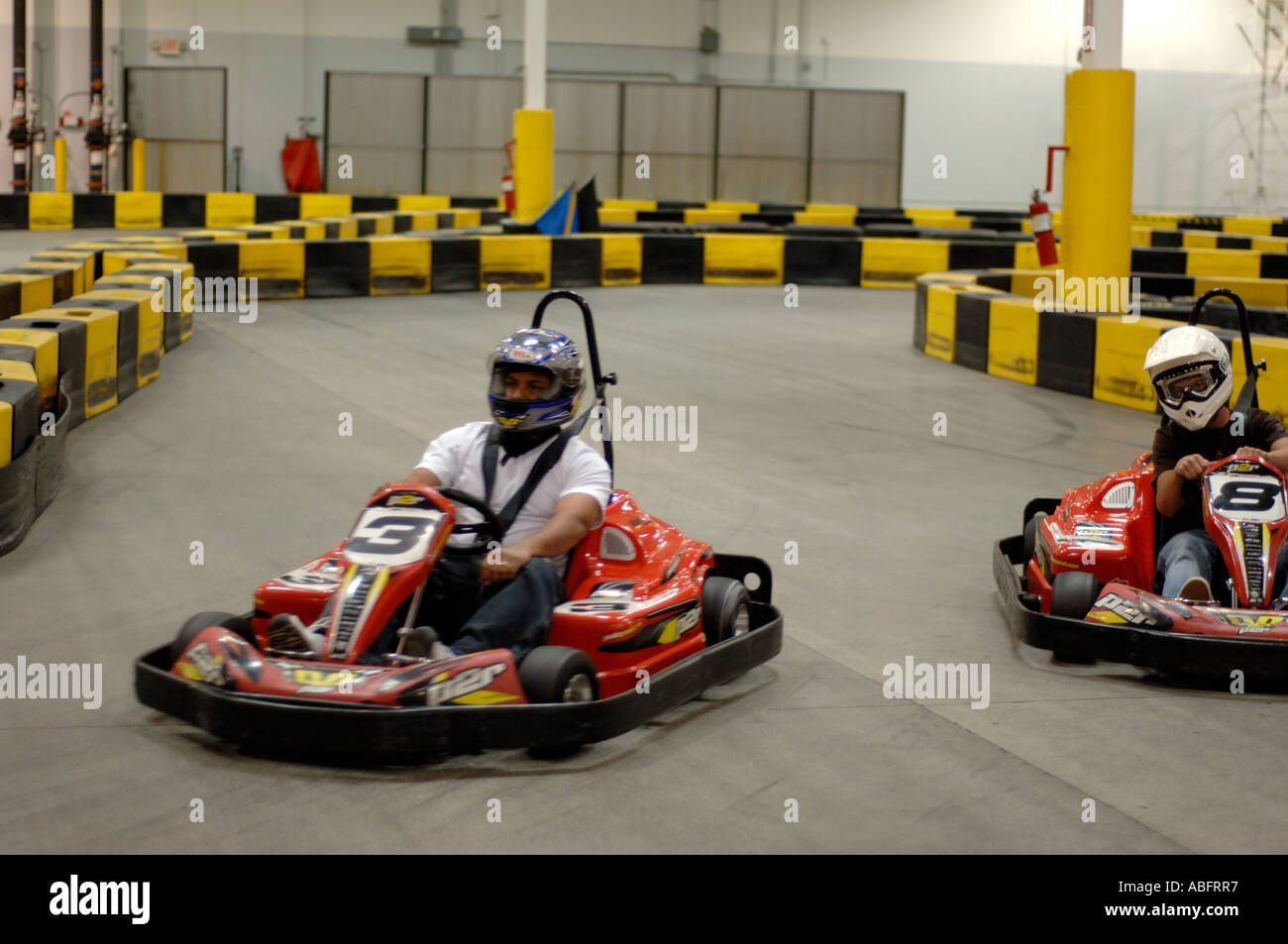 Indoor kart racing circuit Stock Photo - Alamy