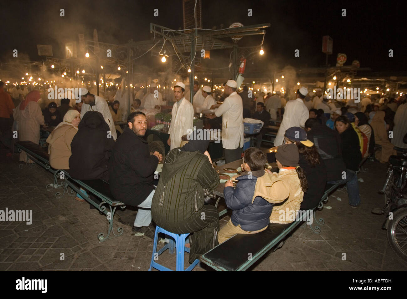 Evening barbecue food stalls Place Djemaa El Fna Marrakech Morocco ...