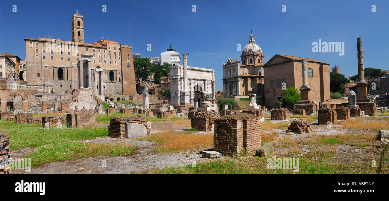 Panorama of the ruins of Basilica Julia in the Roman Forum Stock Photo ...