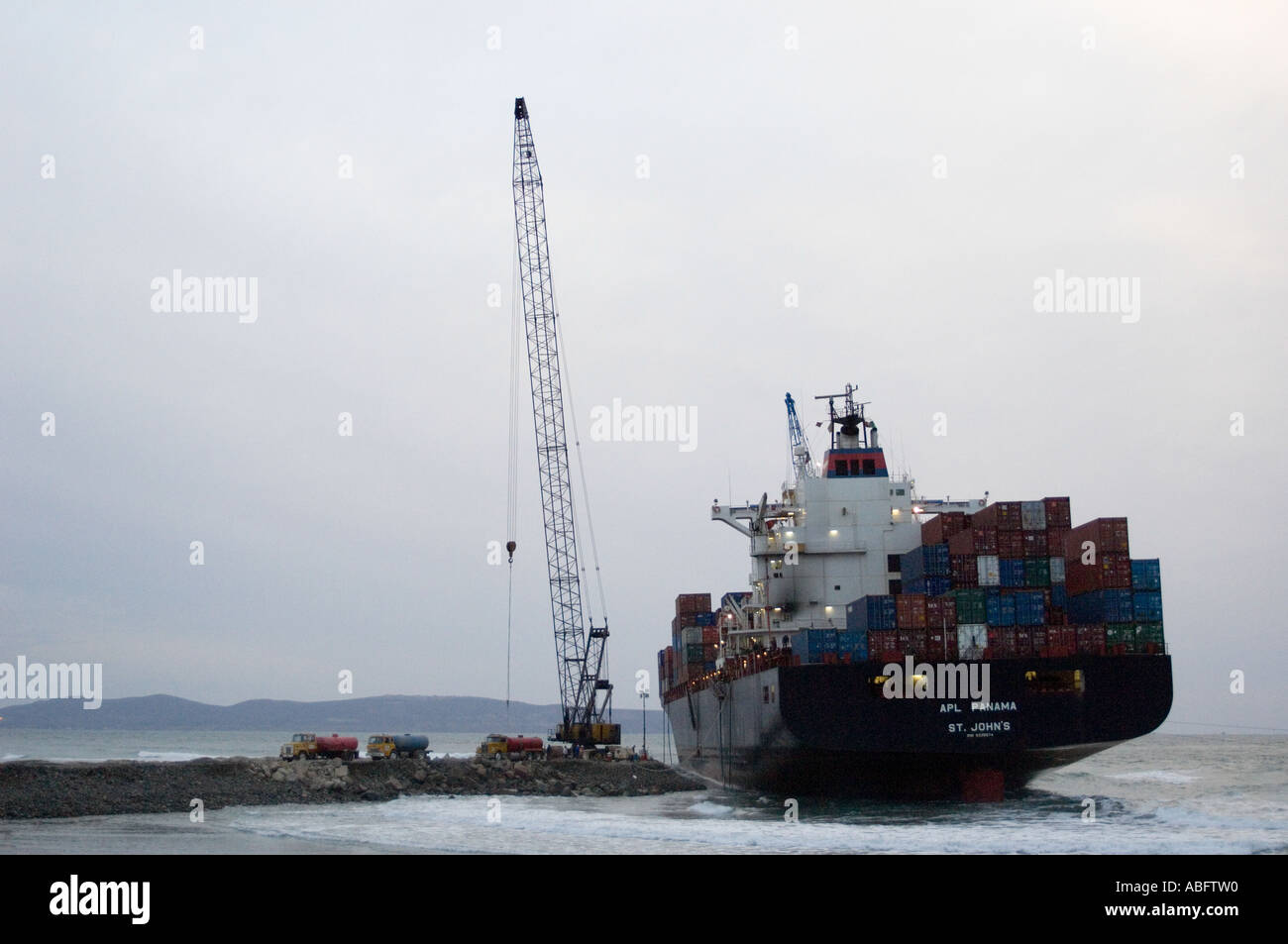 A.P. A. Panama - Container ship beached in Ensenada Mexico Stock Photo ...