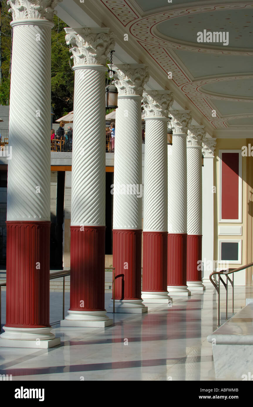 Columns outside the galleries main entrance at the Getty Villa, Malibu ...