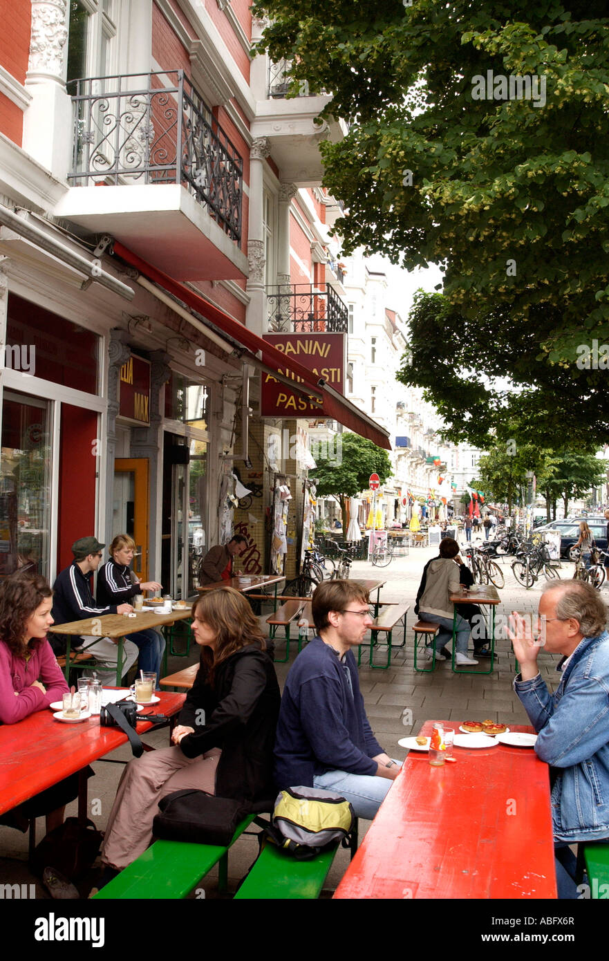 People enjoy outdoor cafes in Hamburg Germany Stock Photo - Alamy