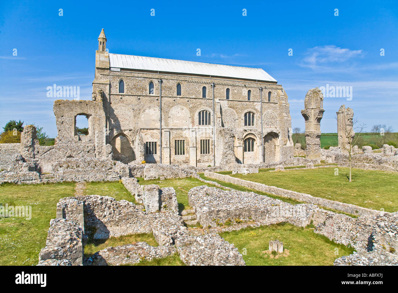Ruins at Binham Priory, Biham, Norfolk. With blue sky Stock Photo - Alamy