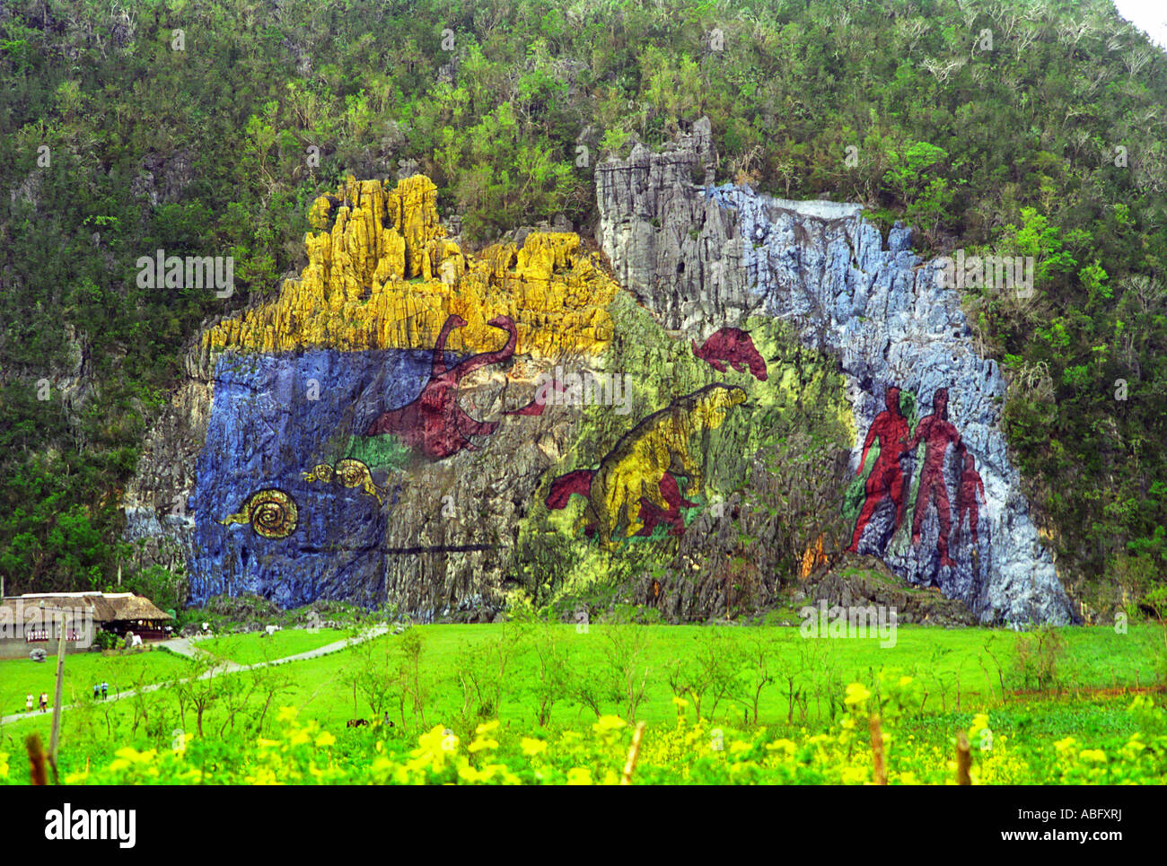 Mural painting at The Mogotes Valley, Pinar Del Rio, Cuba Stock Photo ...