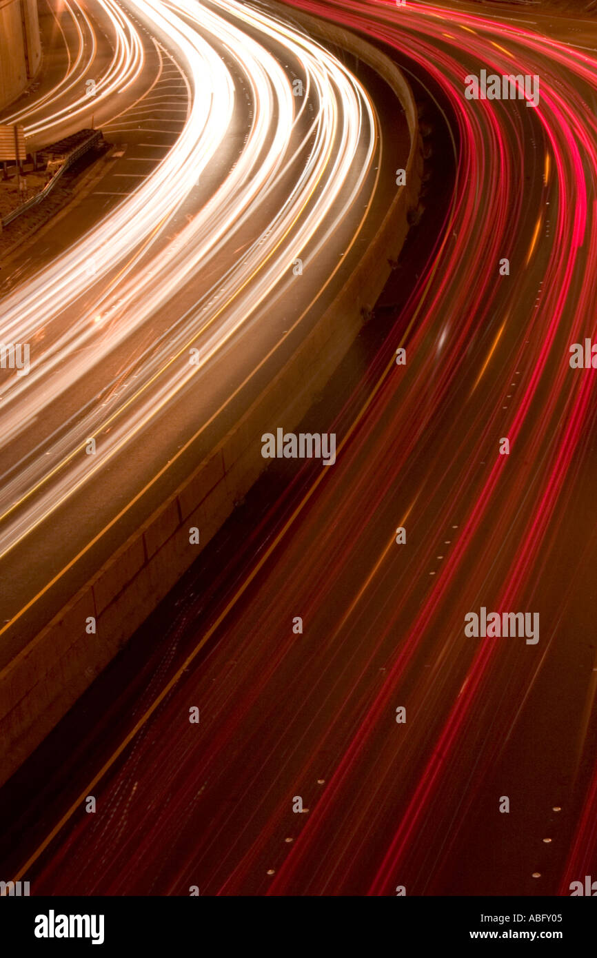 Time lapse photo of freeway traffic at night Stock Photo - Alamy