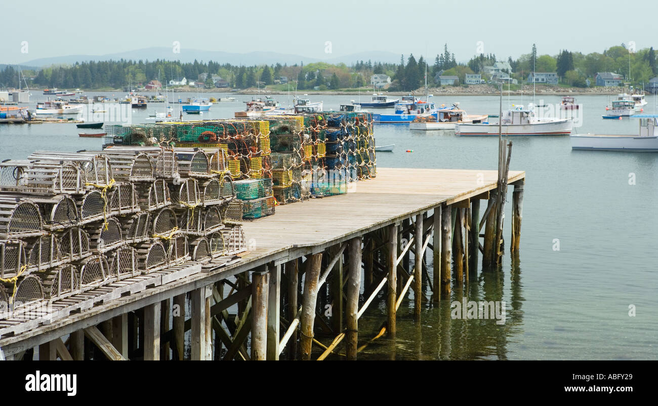 Lobster traps on a dock Maine Stock Photo - Alamy
