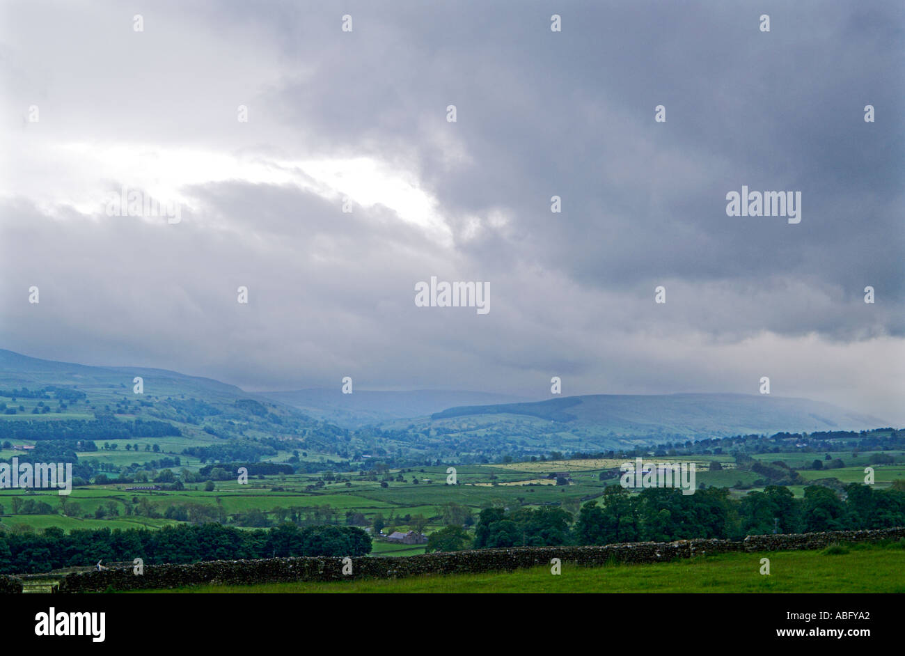 Rain clouds over the Pennines in the Yorkshire Dales National Park ...
