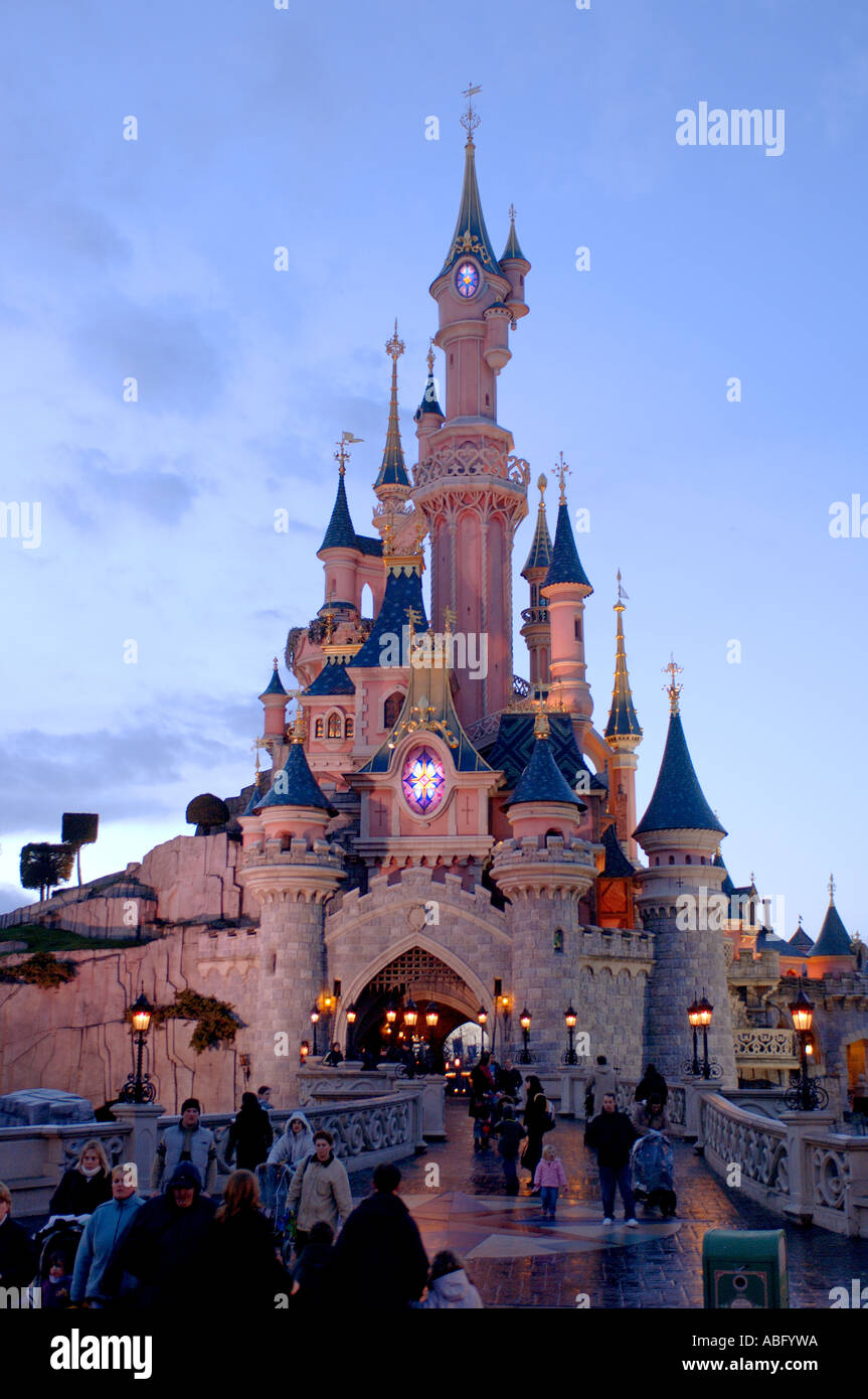 Disney castle night paris hi-res stock photography and images - Alamy
