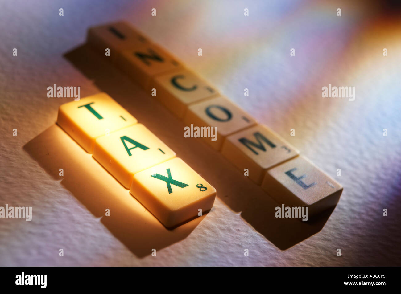 SCRABBLE BOARD GAME LETTERS SPELLING THE WORDS INCOME TAX Stock Photo ...