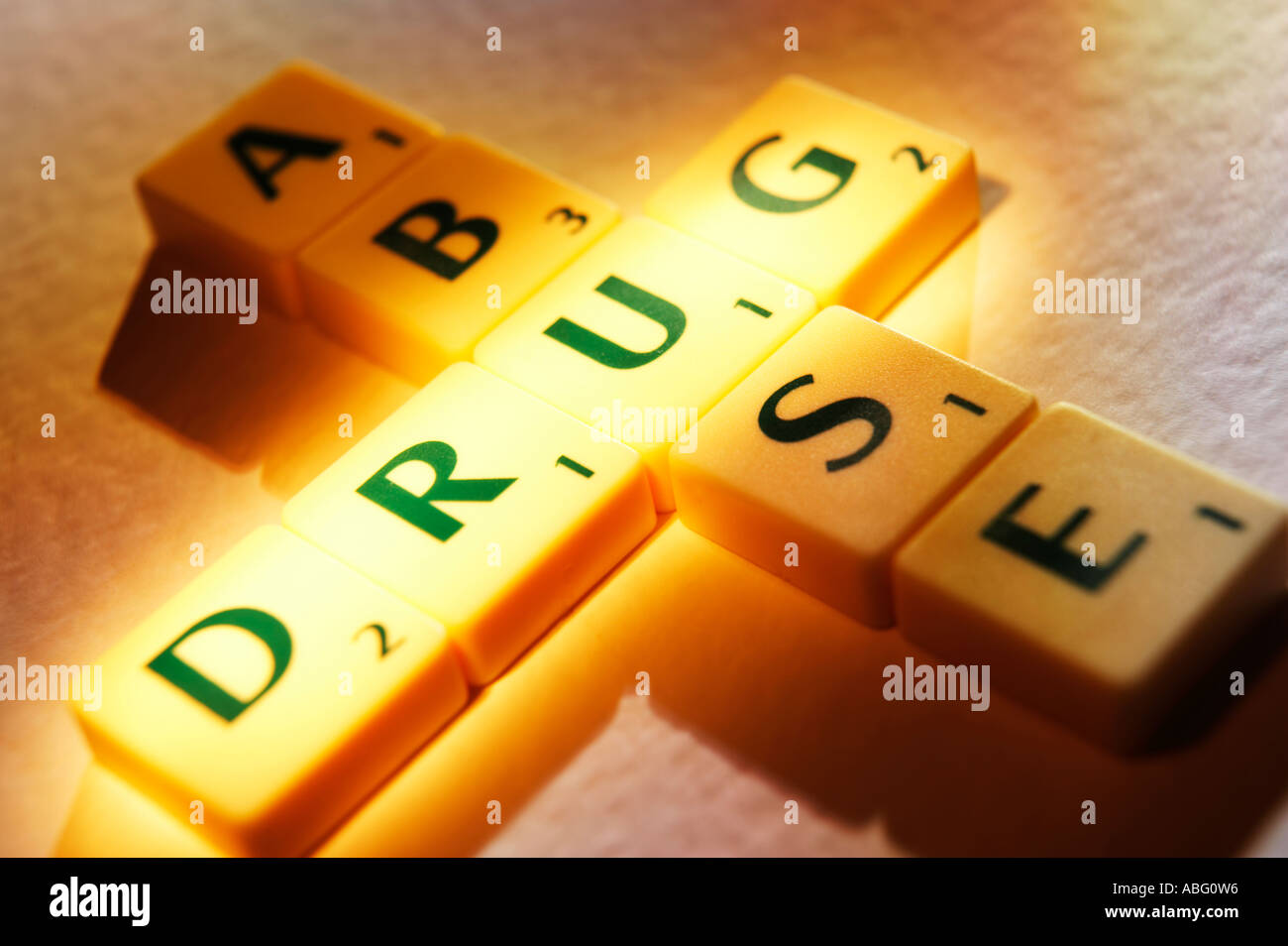SCRABBLE BOARD GAME LETTERS SPELLING THE WORDS DRUG ABUSE Stock Photo ...