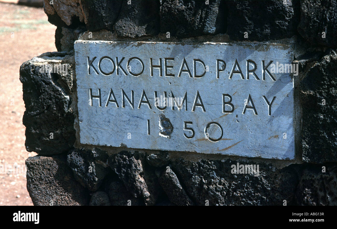 entrance sign to Koko Head Park on Hanauma Bay in Oahu, Hawaii Stock ...
