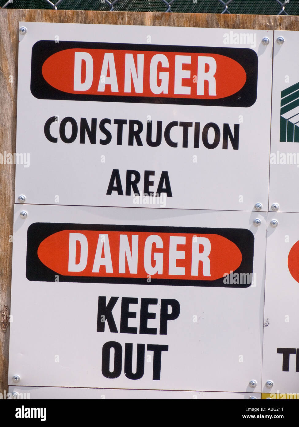 Warning signs at construction site Stock Photo - Alamy
