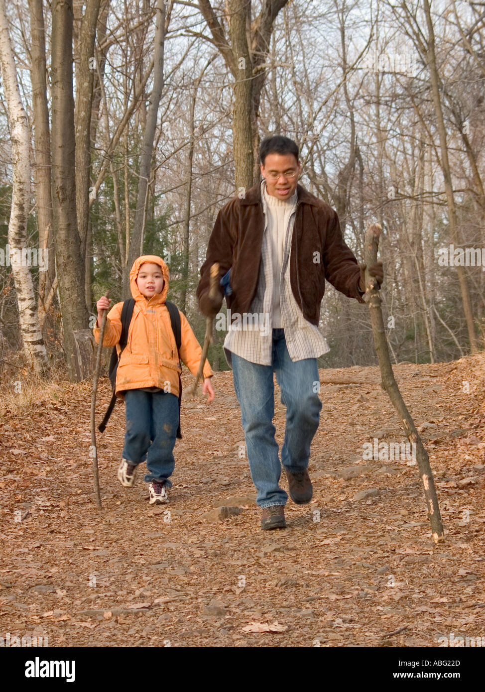Father hiking with son Stock Photo - Alamy