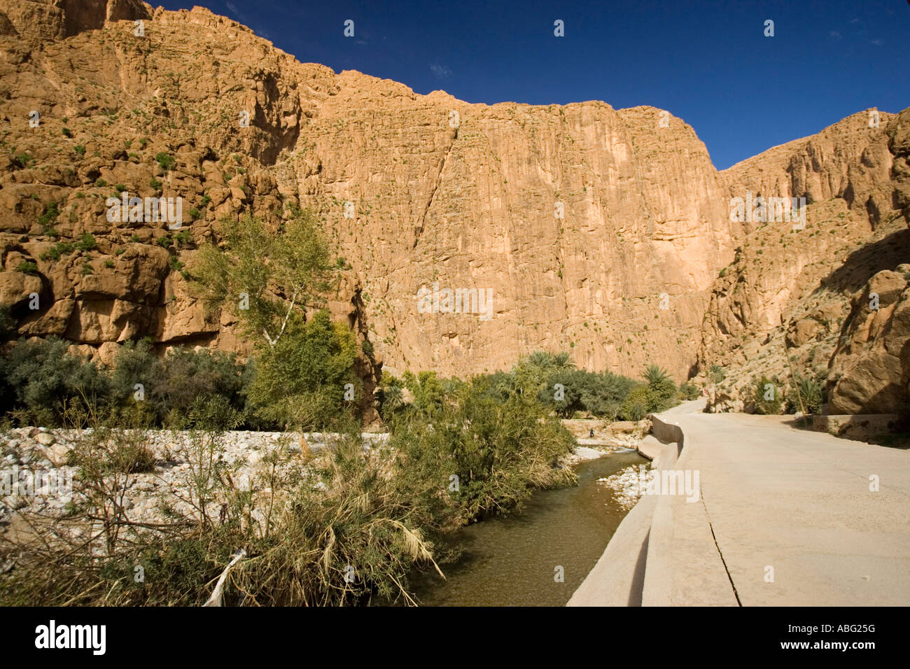 Road leads in between cliffs of Gorges du Todra Morocco Stock Photo - Alamy
