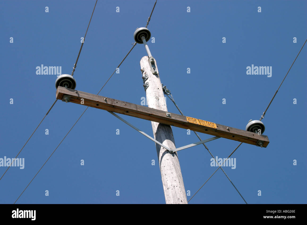 Electric Power Pole and Power Lines Stock Photo - Alamy