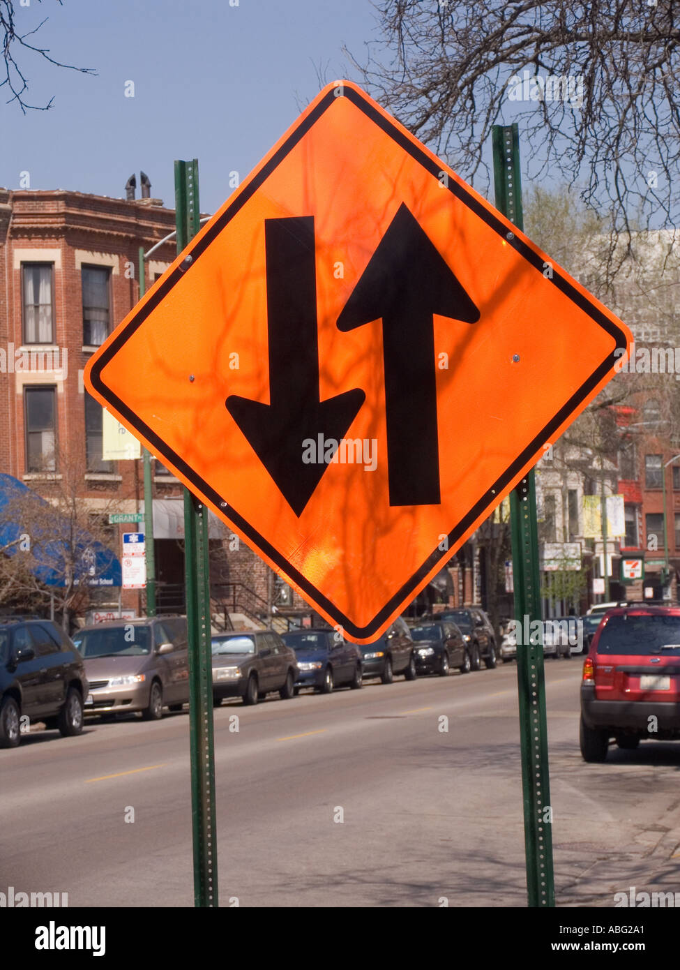 Traffic sign two way traffic Stock Photo - Alamy