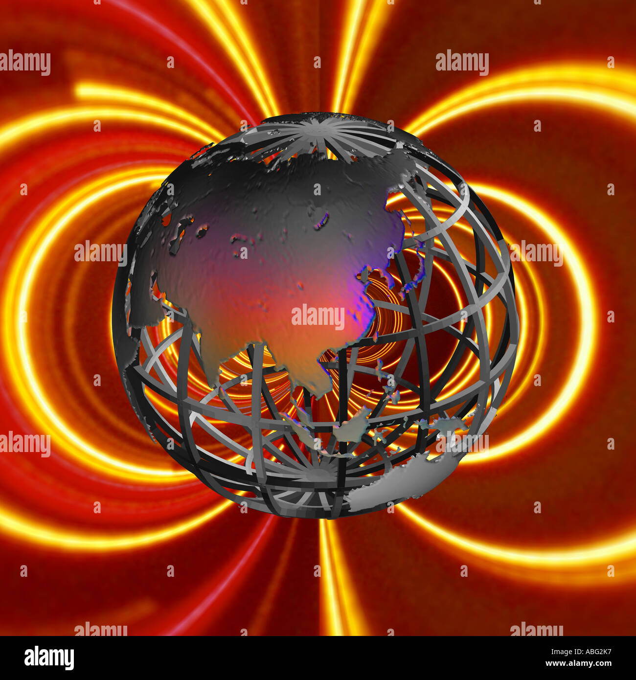 Stylized Earth Globe - China at center Stock Photo - Alamy
