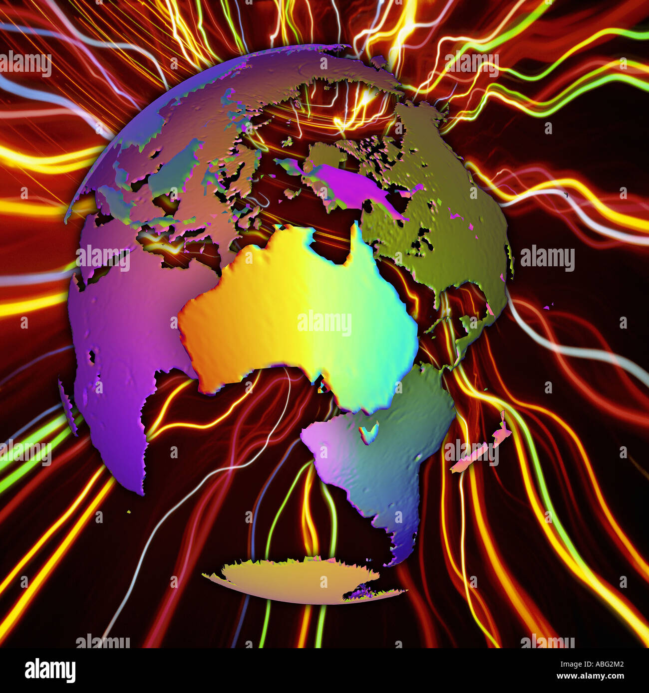 Stylized Earth Globe - Australia at center Stock Photo - Alamy
